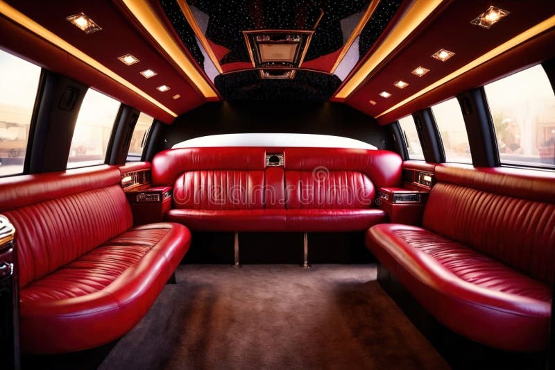 Interior of Luxury Limousine with Elegant Leather Seats Stock ...