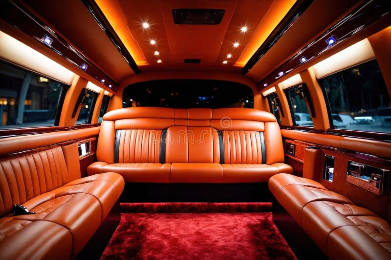 Interior of Luxury Limousine with Elegant Leather Seats Stock ...