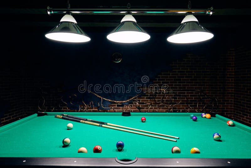 Interior of a Luxury Living Room with Billiard Table Stock Photo ...