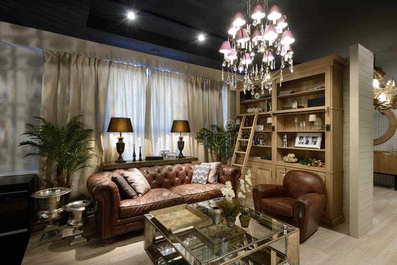 Living Room with Fair-place Stock Photo - Image of living, lamp: 6816264