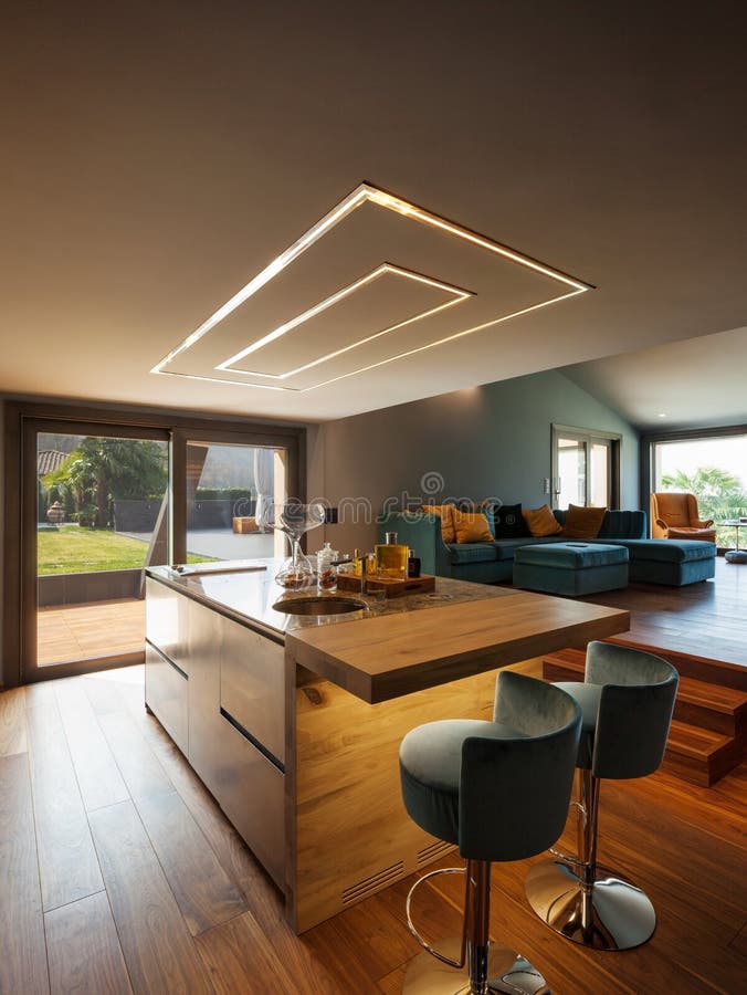 Interior of a Luxury Modern Villa, Kitchen Stock Image - Image of ...