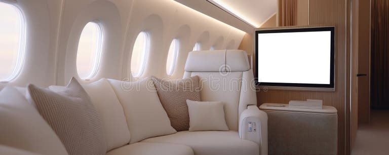 Luxury Private Jet Interior with Plush Seating, Modern Design, and ...