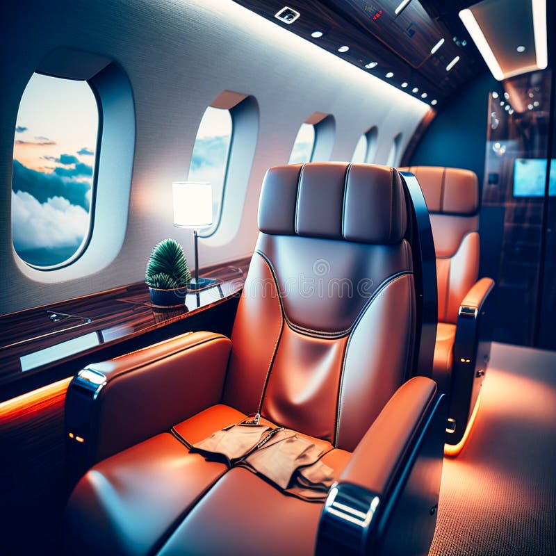 Interior of a Luxury Private Jet with Leather Seat, Generative AI Stock ...