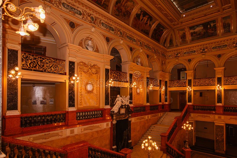 Interior of Lviv National Opera. Foyer Editorial Stock Image - Image of ...