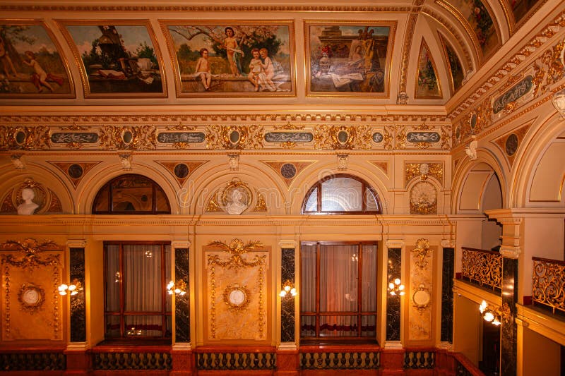 Interior of Lviv National Opera. Foyer Editorial Photography - Image of ...