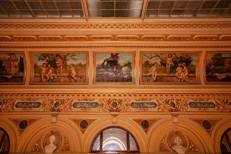 Interior of Lviv National Opera. Foyer Editorial Stock Photo - Image of ...