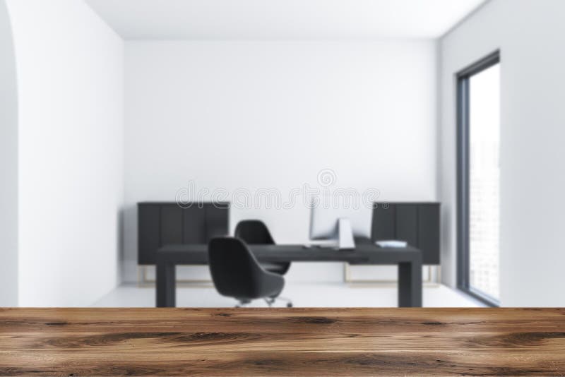 White Manager Office Interior, Table Stock Illustration - Illustration ...