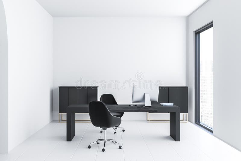 White Manager Office Interior Stock Illustration - Illustration of ...