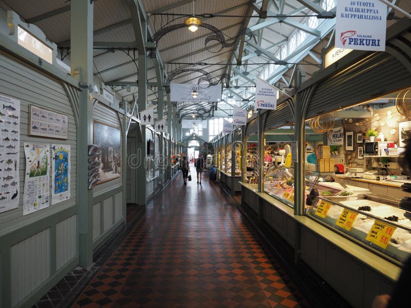 Interior of the Market Hall in Oulu Editorial Photography - Image of ...