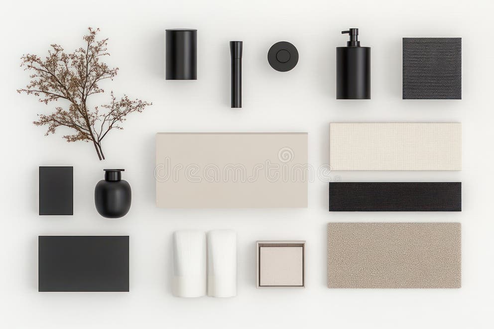 Interior Materials Mood Board for Design Visualization Stock ...