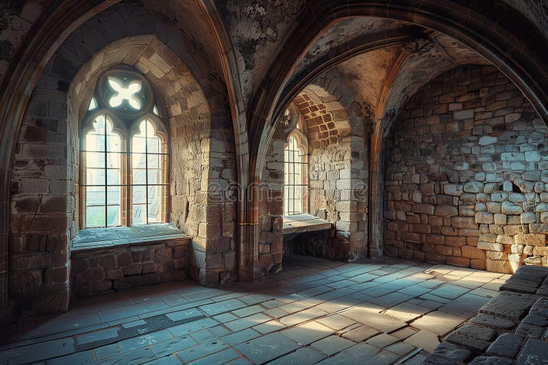 Interior of Medieval Castle. Generative AI Stock Image - Image of ...