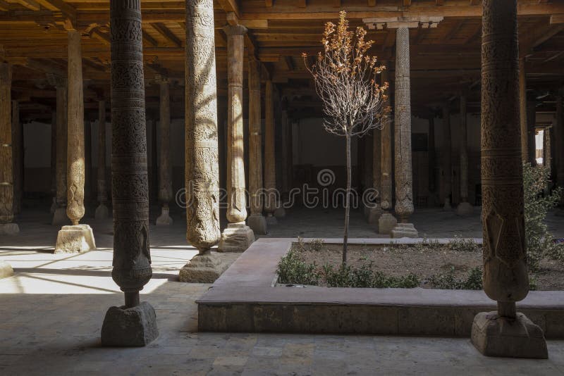 Interior of the Medieval Juma Mosque. Khiva. Uzbekistan Stock Image ...