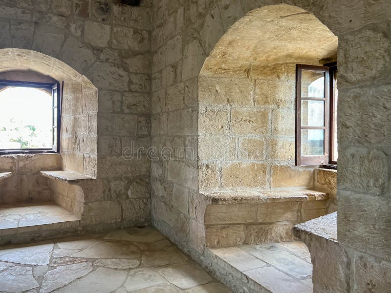 Interior Medieval Kolossi Castle Window Stone Benches Stock Photos ...