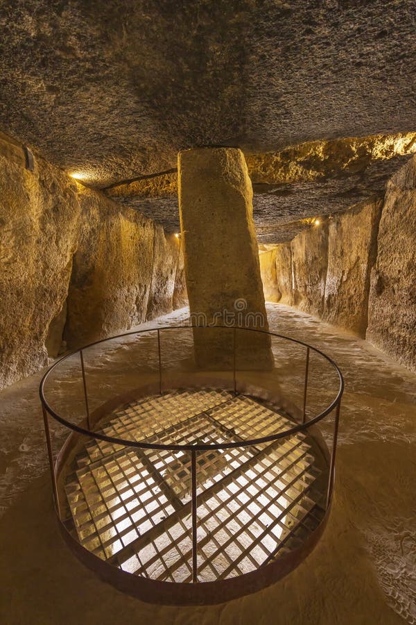 Interior of the Menga Dolmen, View of the Central Pillar, UNESCO Site ...