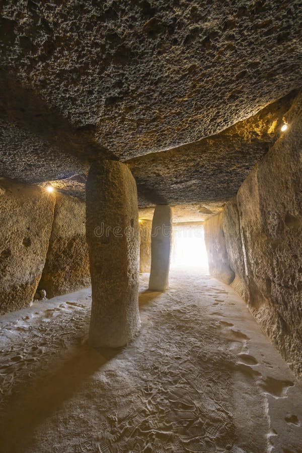 Interior of the Menga Dolmen, View of the Central Pillar, UNESCO Site ...
