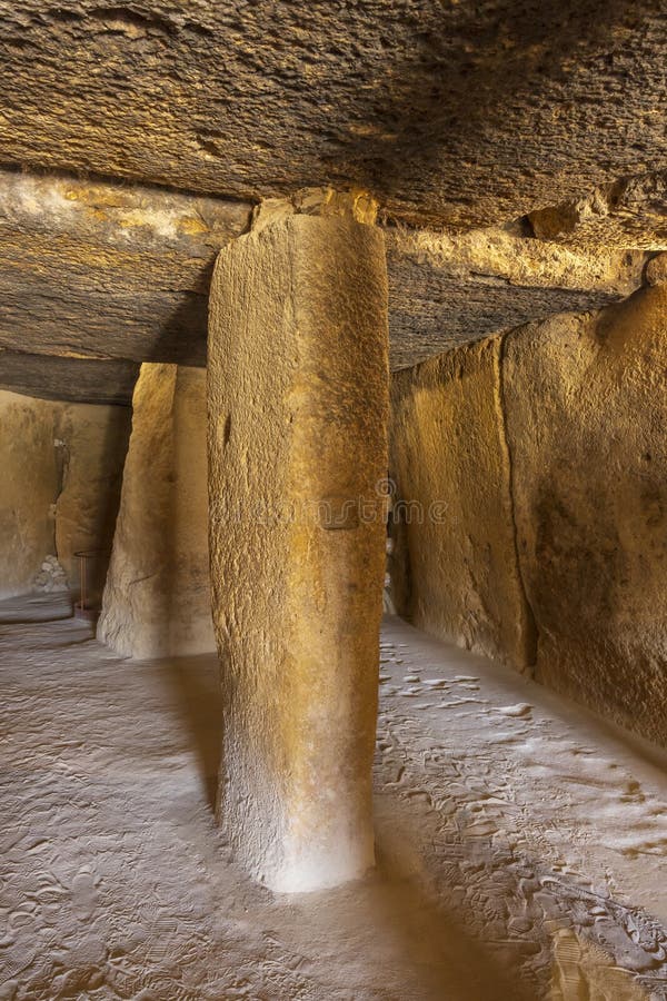 Interior of the Menga Dolmen, View of the Central Pillar, UNESCO Site ...