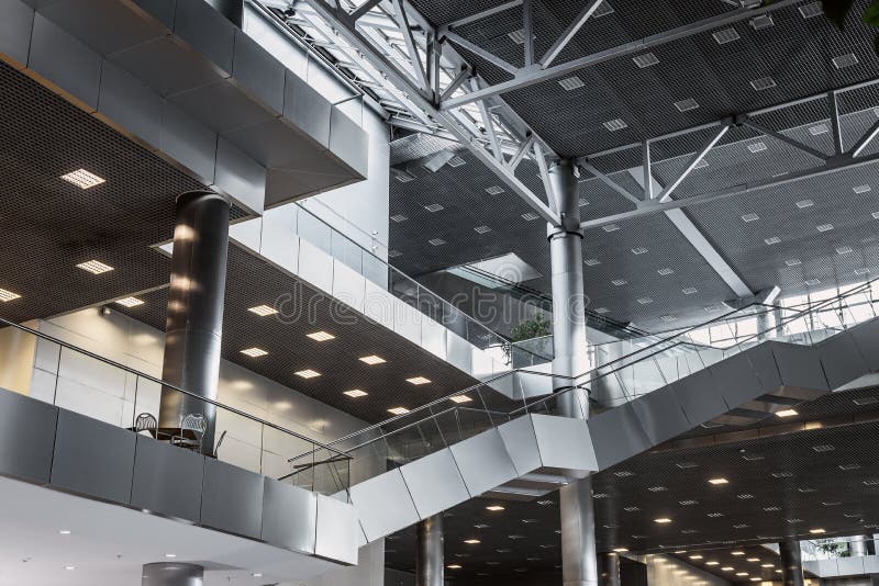 Interior of Metal and Concrete in the Building, Transition, Galleries ...