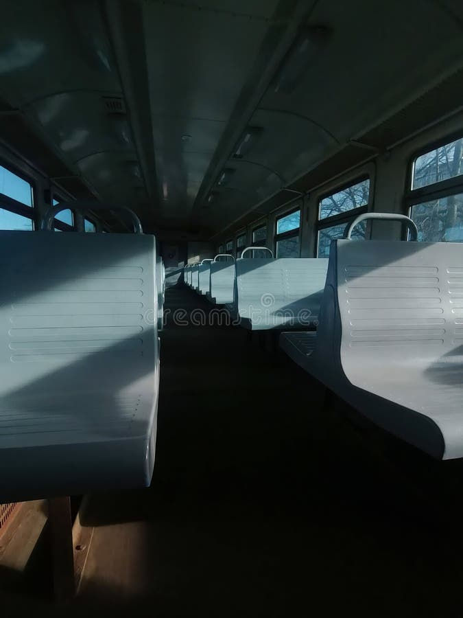 Interior of a Metro, Commuter Train with Reflective Windows Stock Image ...
