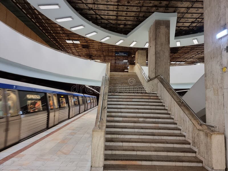 Interior of Metro Station "Universitate" in Bucharest, Romania, with a ...