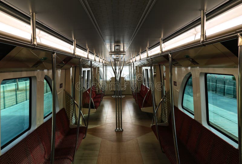 Cabin Interior Of MRT Train. The Mass Rapid Transit Or MRT In Singapore ...