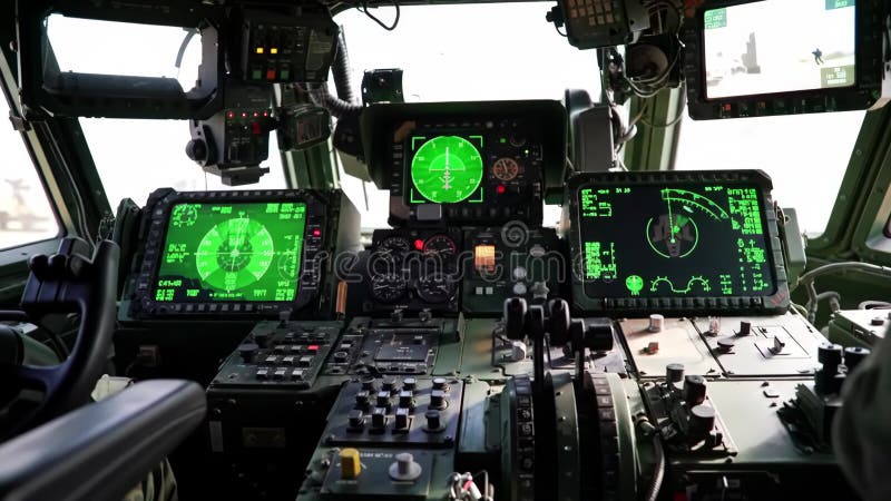 Interior View of a Military Cockpit Showcasing Advanced Avionics and ...