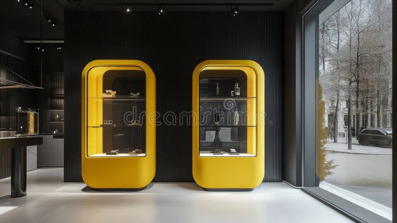 The Interior of a Minimalist Store is Equipped with Modern Display ...