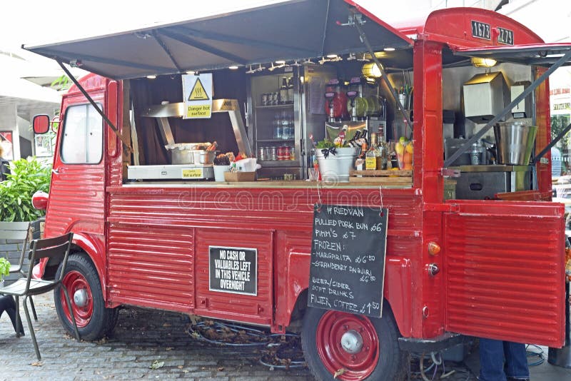 Interior of mobile cafe editorial stock image. Image of facilities ...