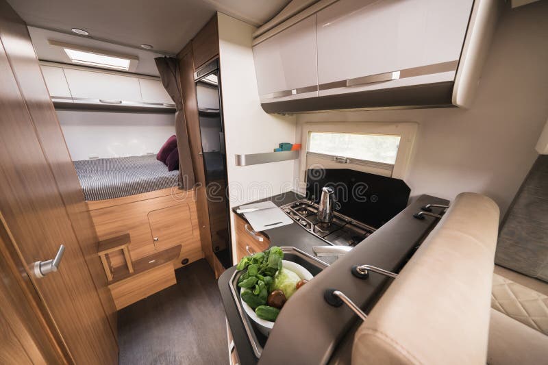 The Interior of a Mobile Home. Salon Inside the Motorhome Stock Image ...