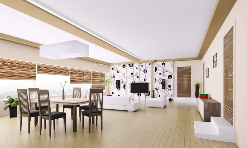 Interior of Modern Apartment 3d Render Stock Illustration ...
