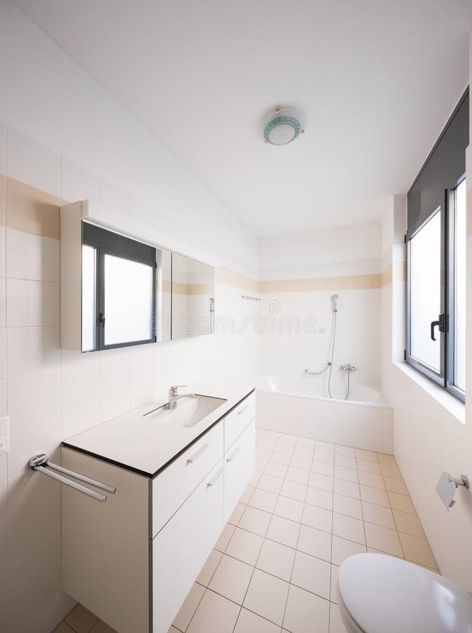 Interior of Modern Apartment, Empty Bathroom Stock Image - Image of ...