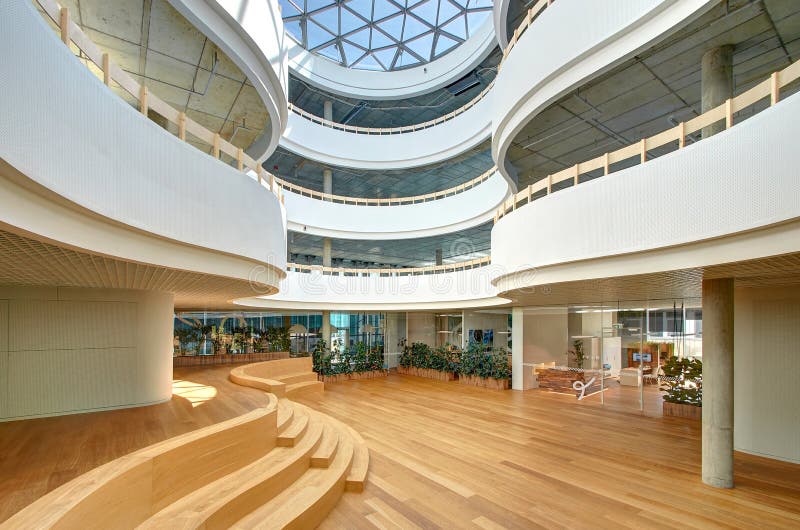 Interior of Modern Architecture on Several Floors with Skylight and ...