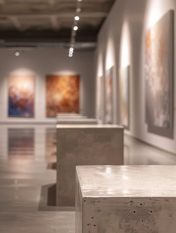 Interior of a Modern Art Gallery with Abstract Paintings on Display ...