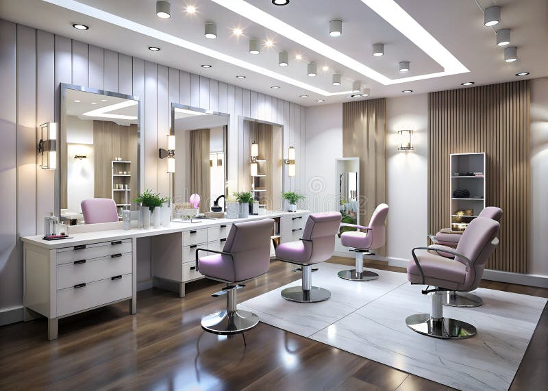 Interior of a Modern Beauty Salon Stock Illustration - Illustration of ...