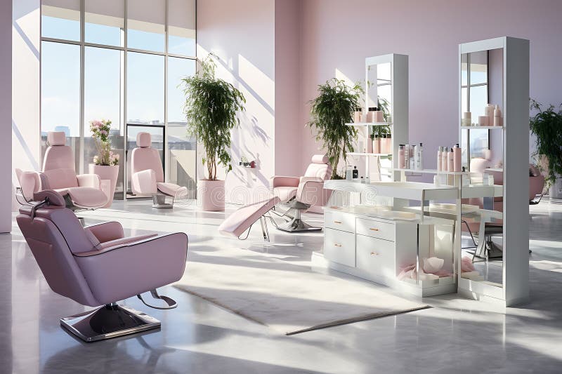 Interior of a Modern Beauty Salon. 3d Rendering Mock Up Stock ...