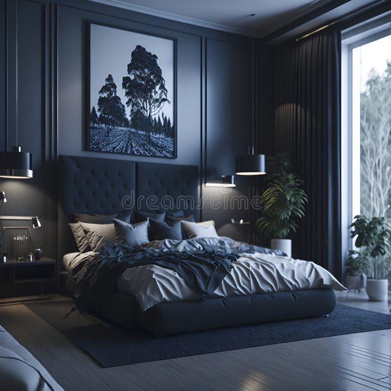 Interior of a Modern Bedroom, Generative Ai Stock Illustration ...