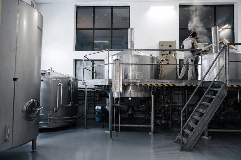 Interior of Modern Brewery with Beer Fermentation Tanks Stock Image ...