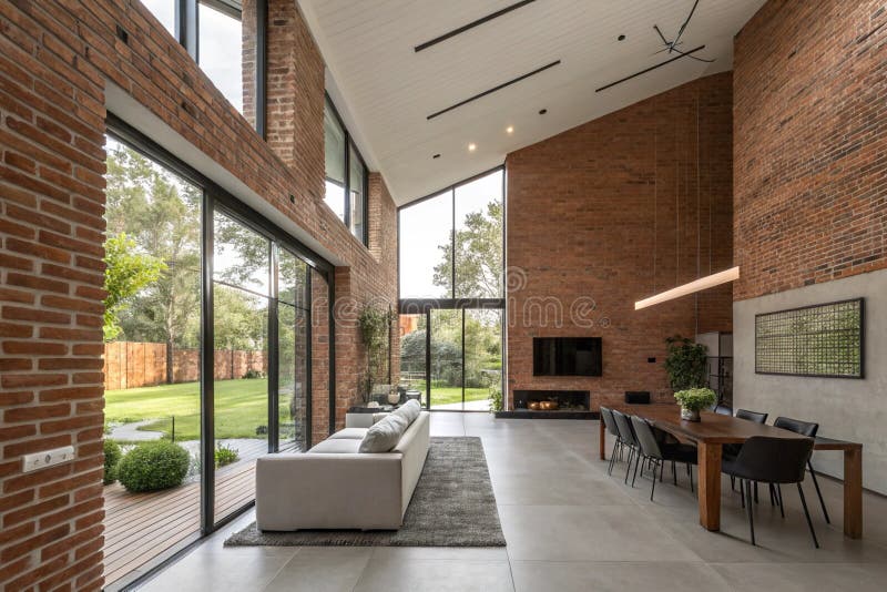 Interior Modern Brick House Stock Illustration - Illustration of ...