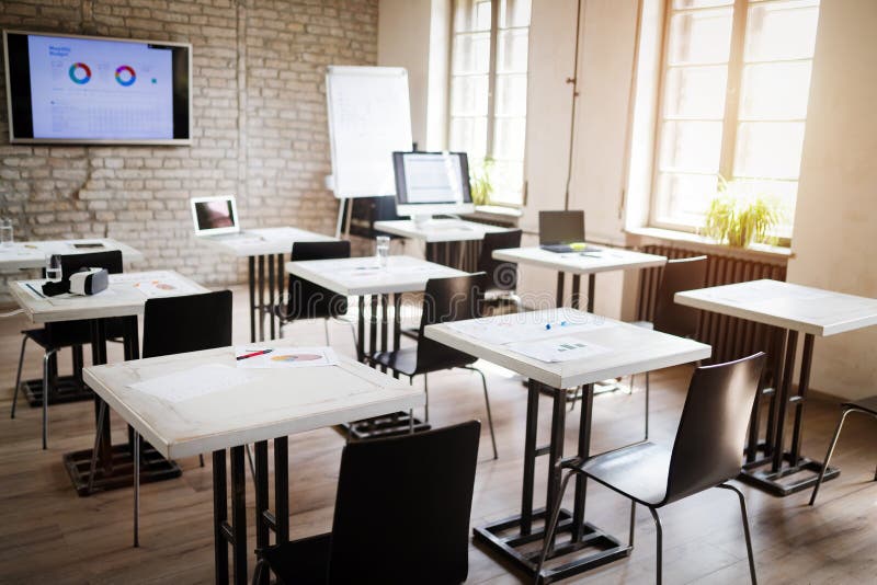 Interior of a Modern Bright Office, Classroom Stock Photo - Image of ...