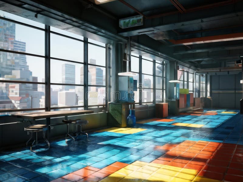 Interior of a Modern Building Stock Illustration - Illustration of wall ...