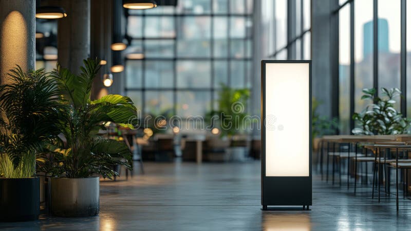 Interior of a Modern Building with Concrete Pillars Plants and ...