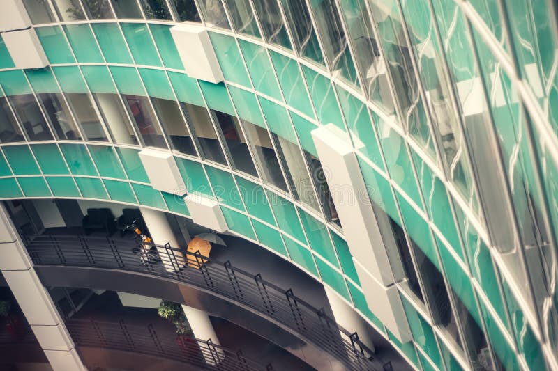 Interior of Modern Building with Green Glass Stock Image - Image of ...