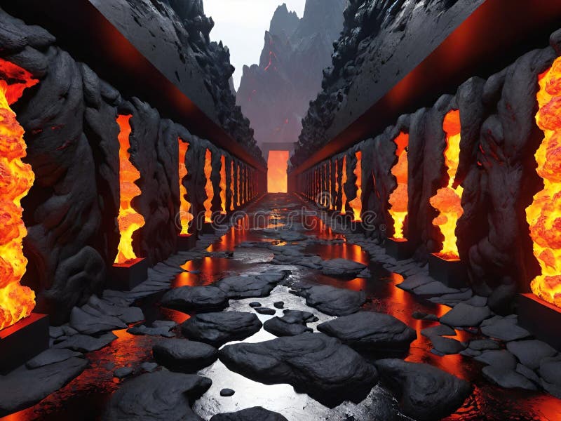 Interior of a Modern Building with Lava Stock Illustration ...