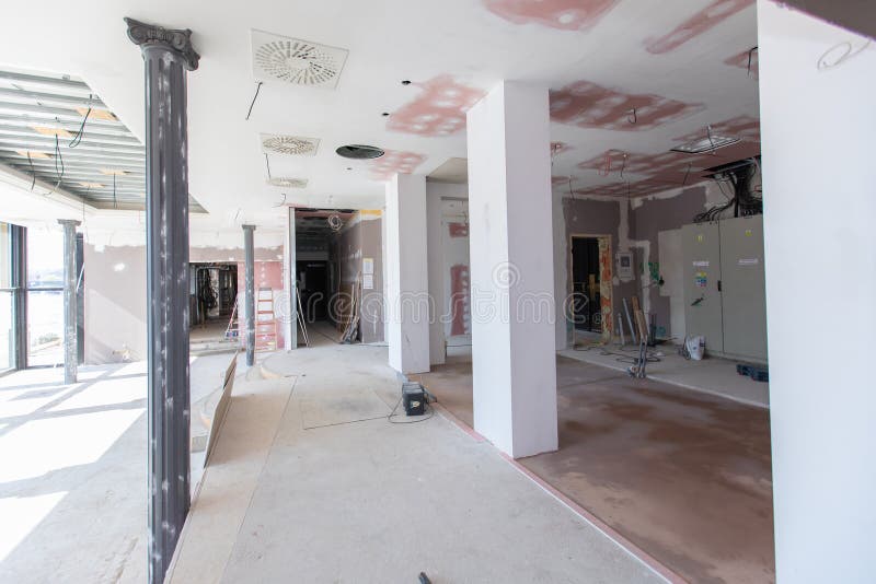 The Interior of the Modern Building in the New Construction Site Stock ...