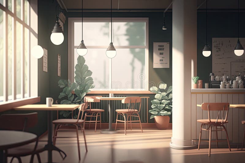 Interior of a modern cafe stock illustration. Illustration of interior ...