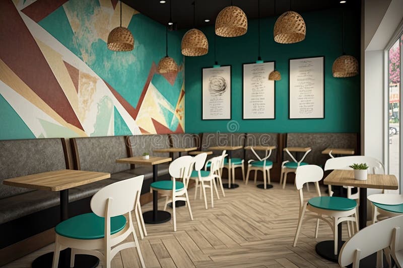 Interior of a modern cafe stock illustration. Illustration of space ...