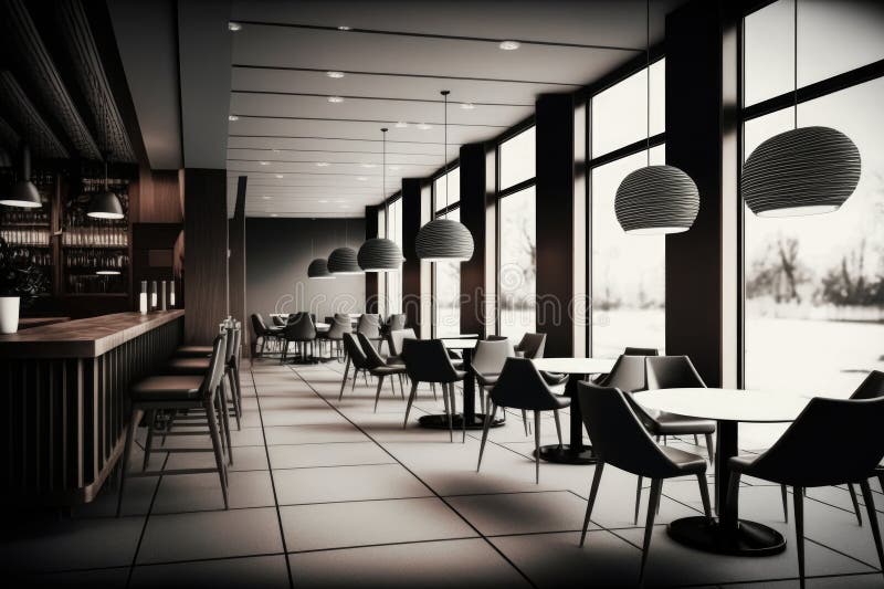 Interior of a modern cafe stock illustration. Illustration of copy ...