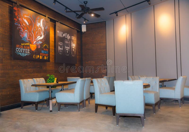 Interior of modern cafe stock photo. Image of relaxation - 79536370