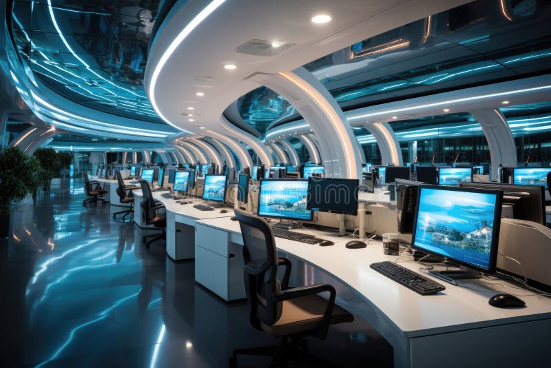 Interior Modern Call Centre Office Stock Illustration - Illustration of ...