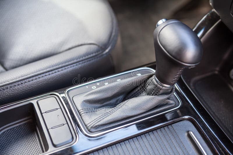 Automatic Gear Stick of a Modern Car. Modern Car Interior Details ...