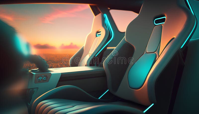 Interior of a Modern Car with Leather Seats. 3d Rendering Stock ...